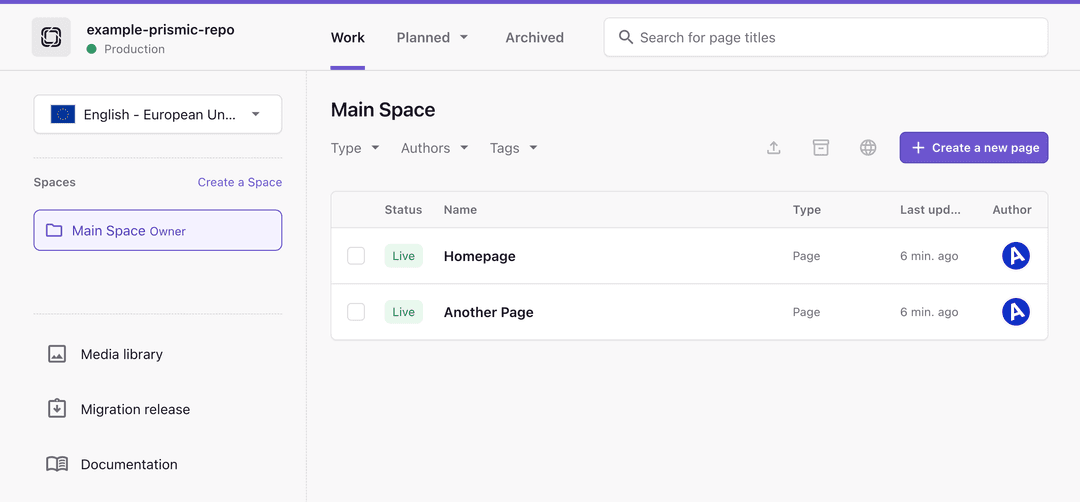 Begin Creating — Prismic Docs