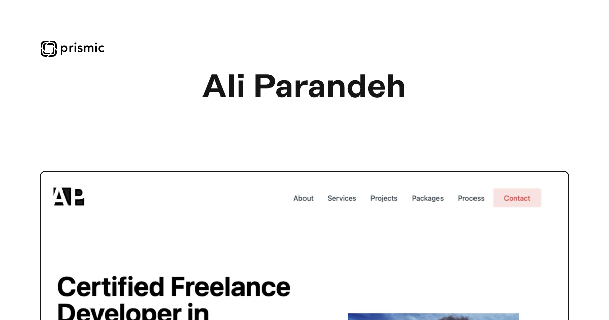 Ali Parandeh - Hire a Prismic Partner