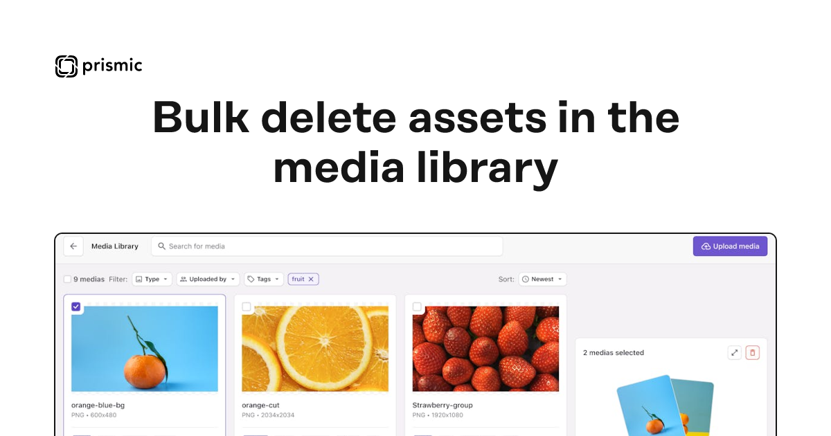 Bulk delete assets in the media library