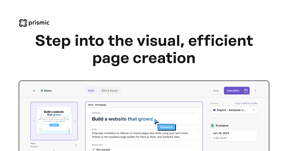 Step into the visual, efficient page creation