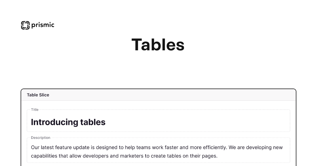 Tables Feature: Edit & Create Tables on Pages