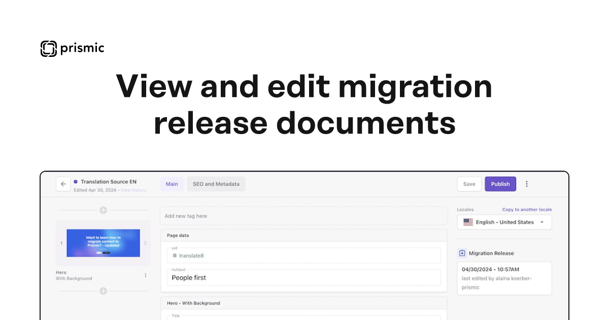 View and edit migration release documents